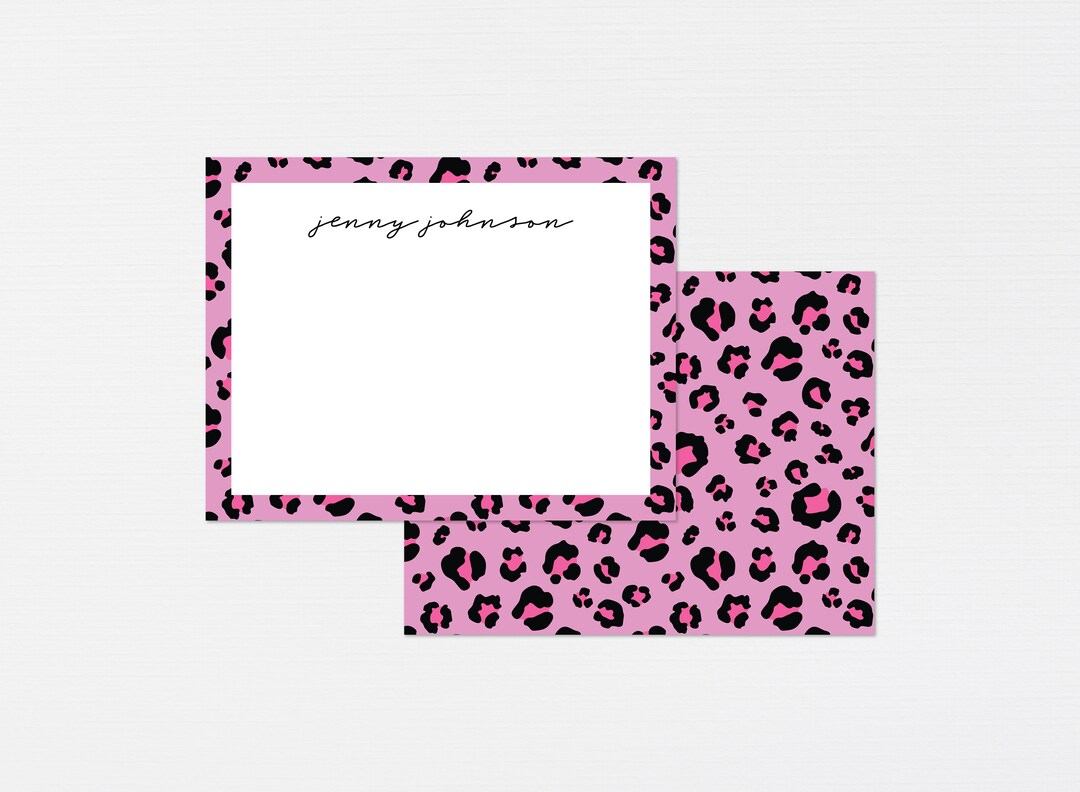 Purple Leopard Print Stationery Set · Personalized Note Card Gift Set ...