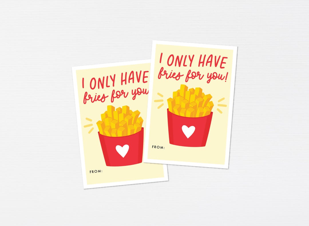 Fries Kids Valentine Tags · French Fry Funny Printable Classroom ...