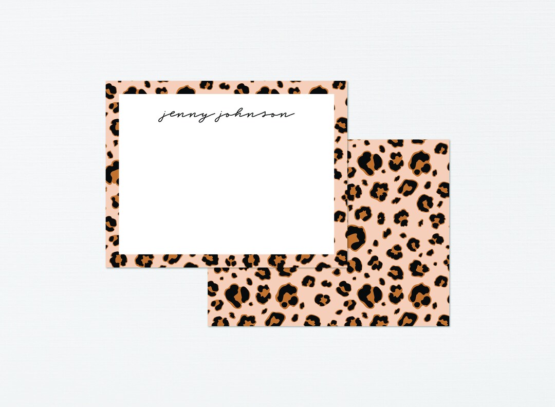 Leopard Print Stationery Set · Monogrammed Gift · Custom Notecards Gift ...