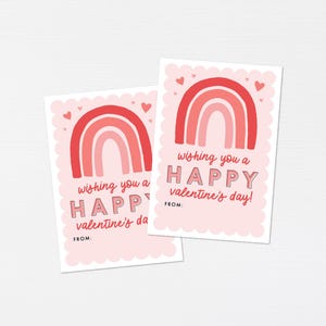 Rainbow Kids Valentine Tags Printable Classroom Valentines Happy ...
