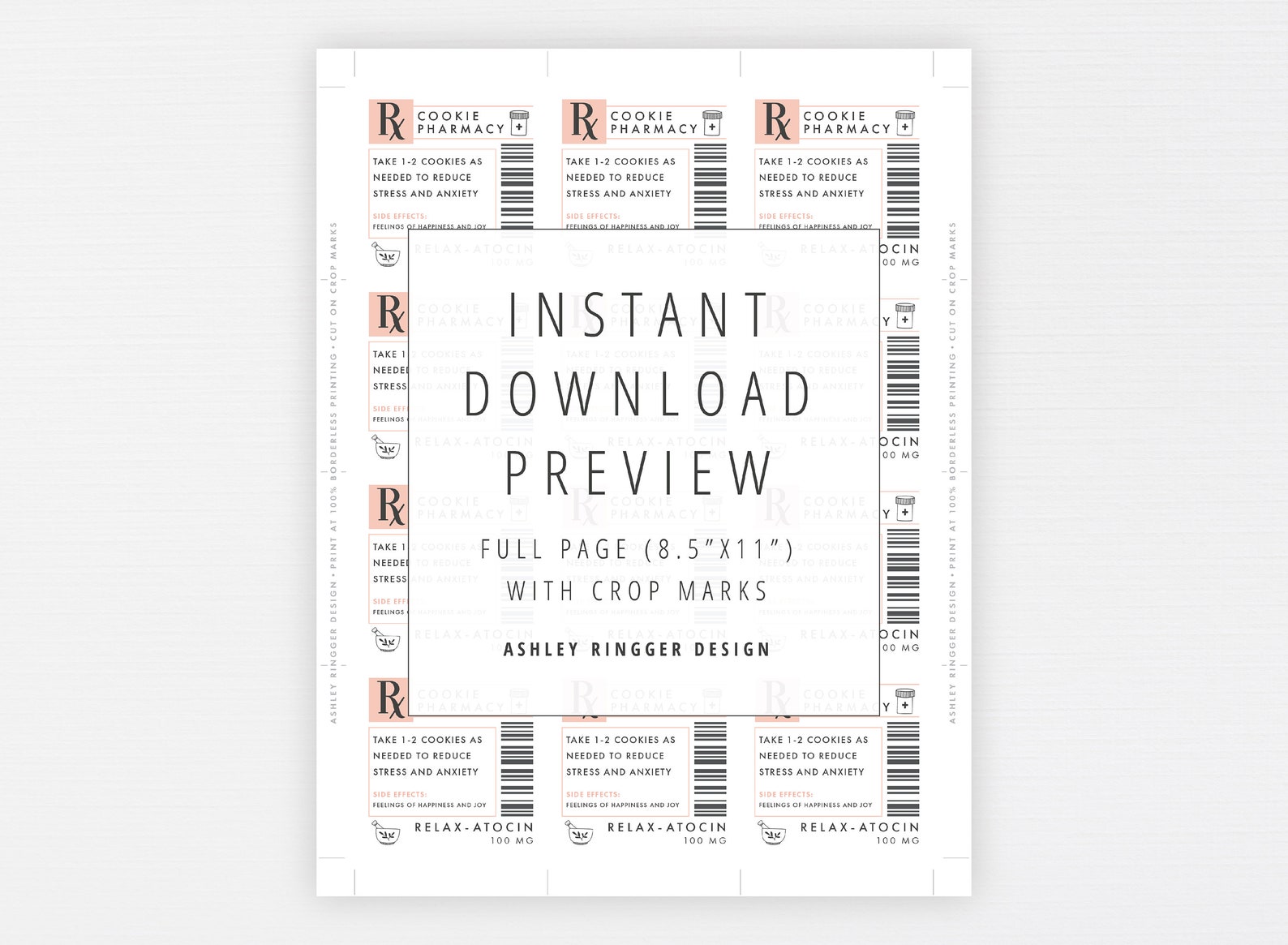 Cookie RX Prescription Label Printable Medical Pharmacy Gift Tag Cookie ...