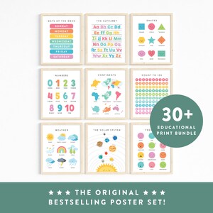 Education Poster Set Colorful Learning Art Prints Homeschool Classroom ...
