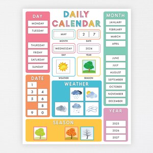 Child Calendar Printable Montessori Preschool Classroom Educational ...
