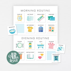 Daily Visual Routine Charts Cards Weekly Daily Chore Bundle Routine ...