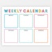 Kids Weekly Calendar Cute Colorful Printable Children's | Etsy