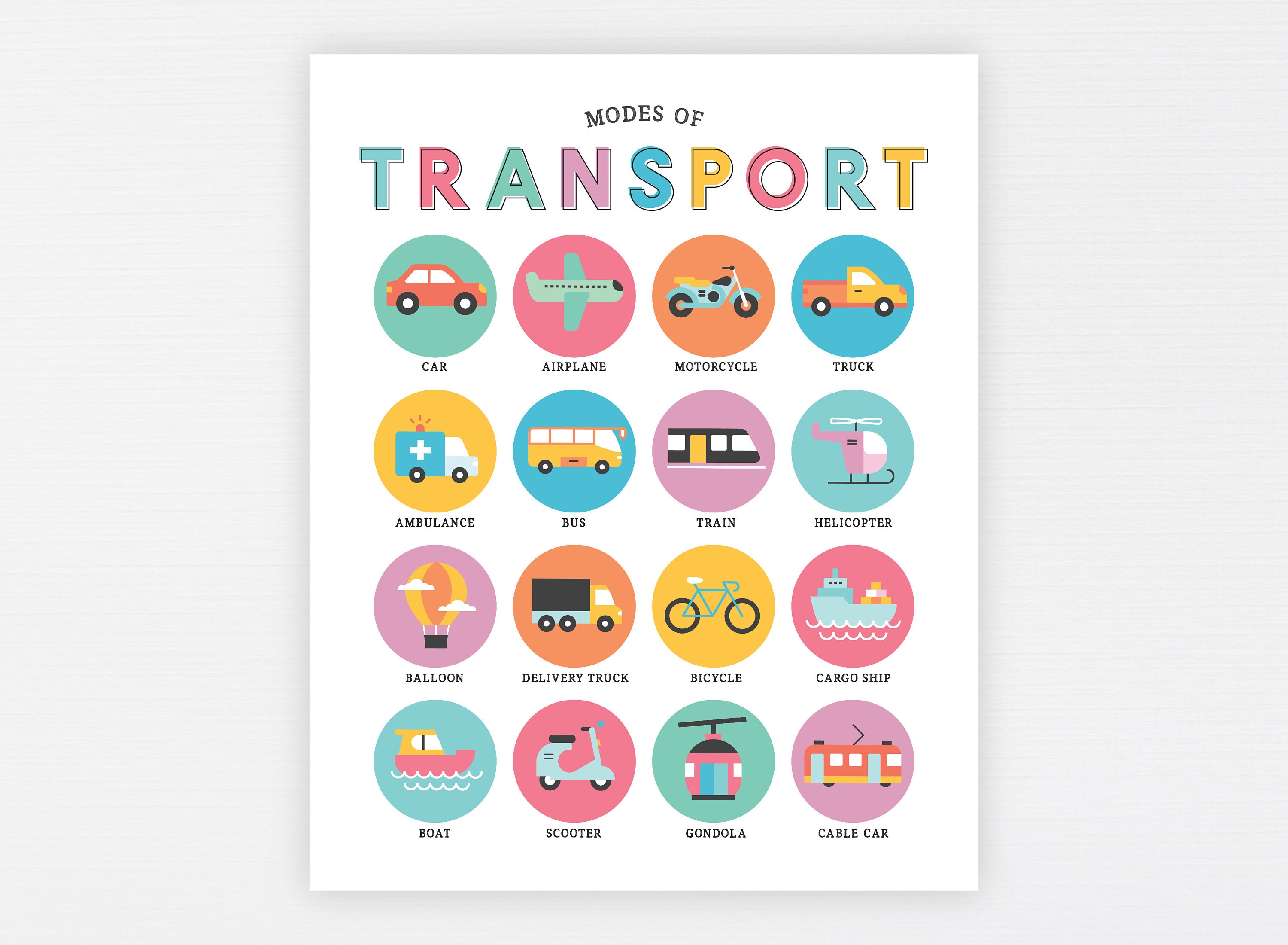Transportation Education Printable Homeschool Learning - Etsy