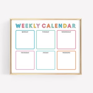 Kids Weekly Calendar · Cute Colorful Printable Children's Weekly ...