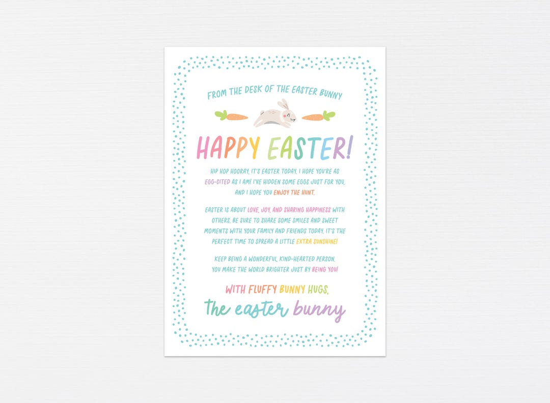 Easter Bunny Letter Printable · Egg Hunt Kid Activity Note · Easter ...