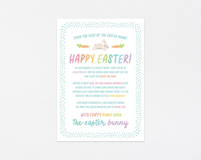 Easter Bunny Letter Printable · Egg Hunt Kid Activity Note · Easter ...