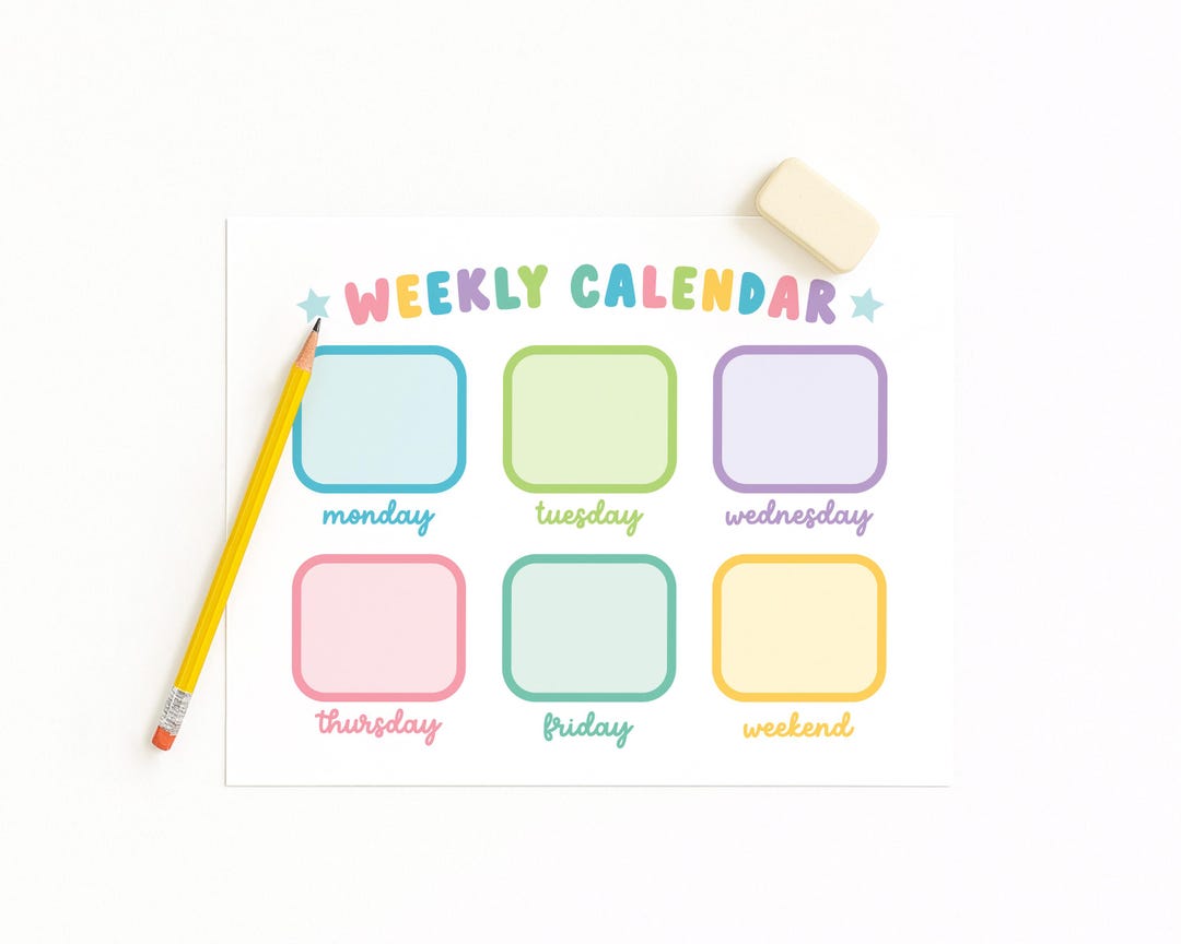 Kids Weekly Calendar Printable · Colorful Children's Planner · School ...