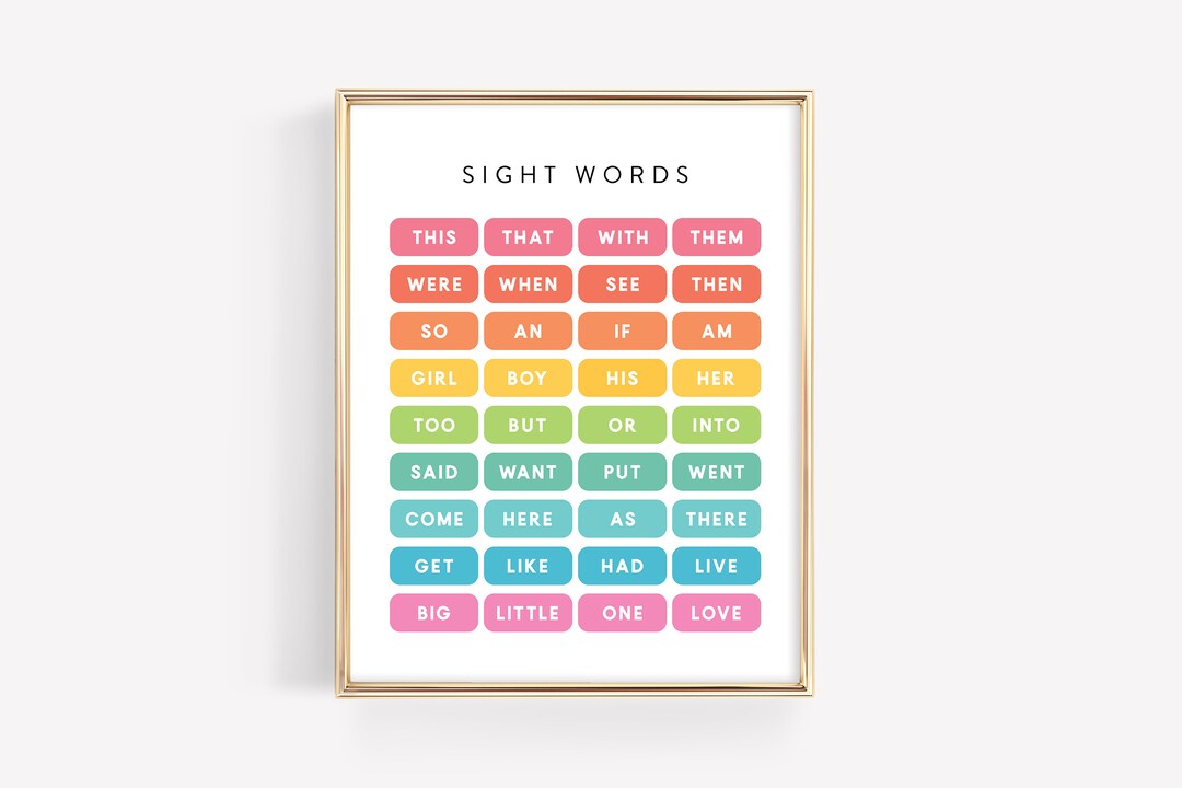 Sight Words (set 2) Education Printable · Reading Spelling Aid ...