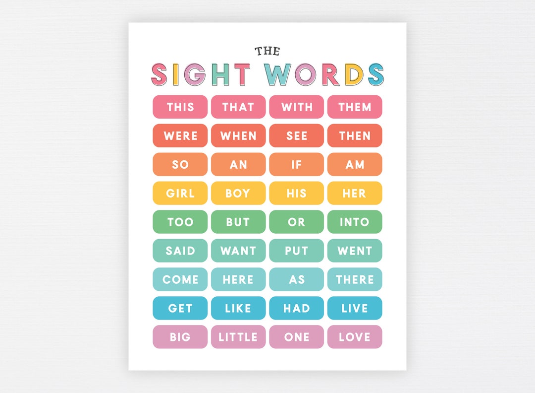 Sight Words set 2 Education Printable Reading Spelling Aid Homeschool ...
