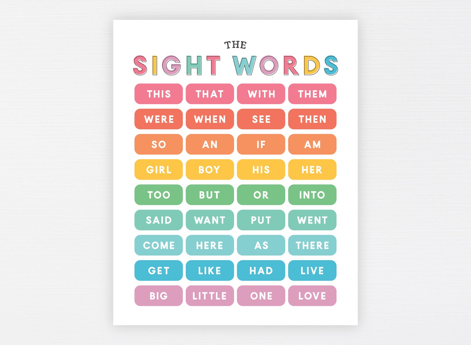Sight Words set 2 Education Printable Reading Spelling Aid - Etsy