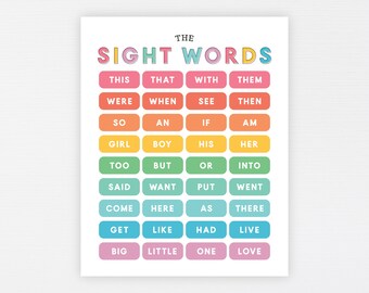 Sight Words set 2 Education Printable Reading Spelling Aid - Etsy