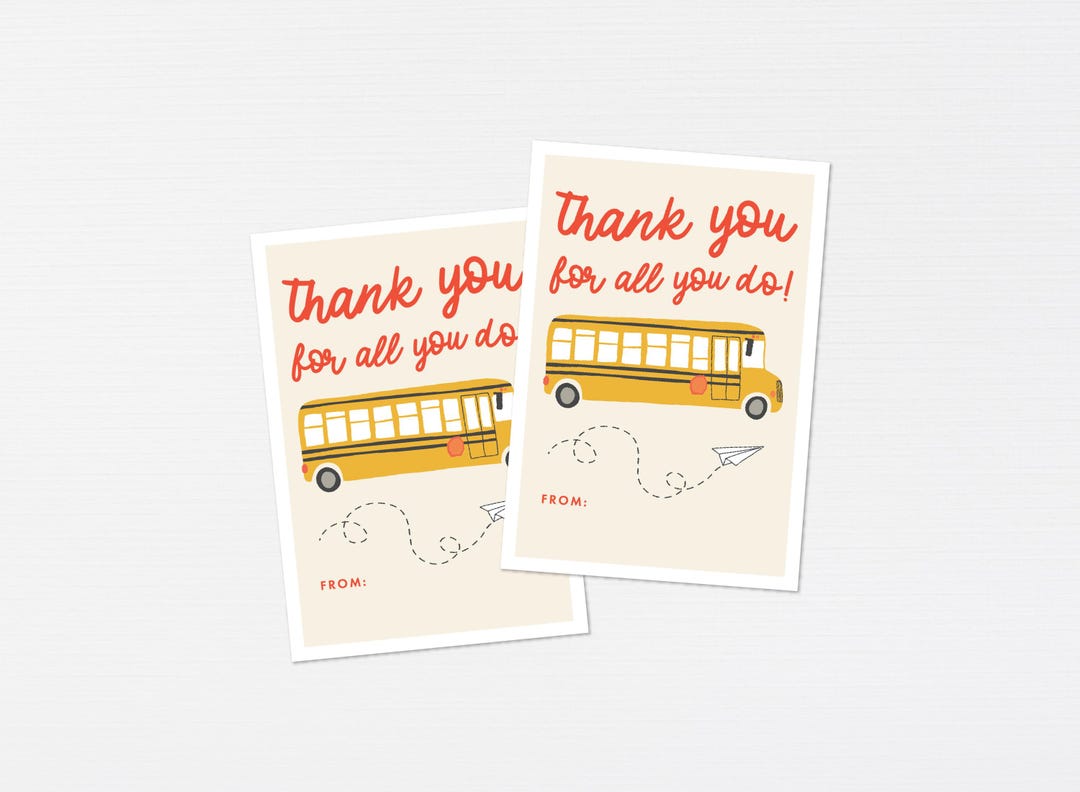 Teacher Thank You Tag · Bus Driver Appreciation Printable · Classroom ...