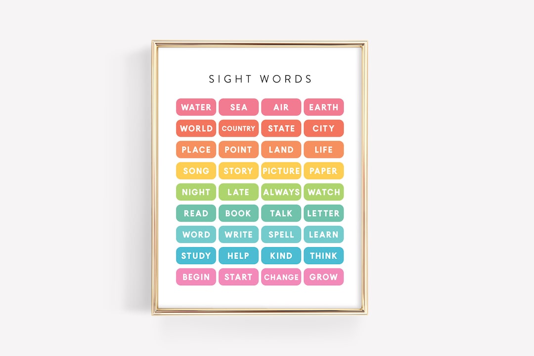 Sight Words (set 5) Education Printable · Reading Spelling Aid ...