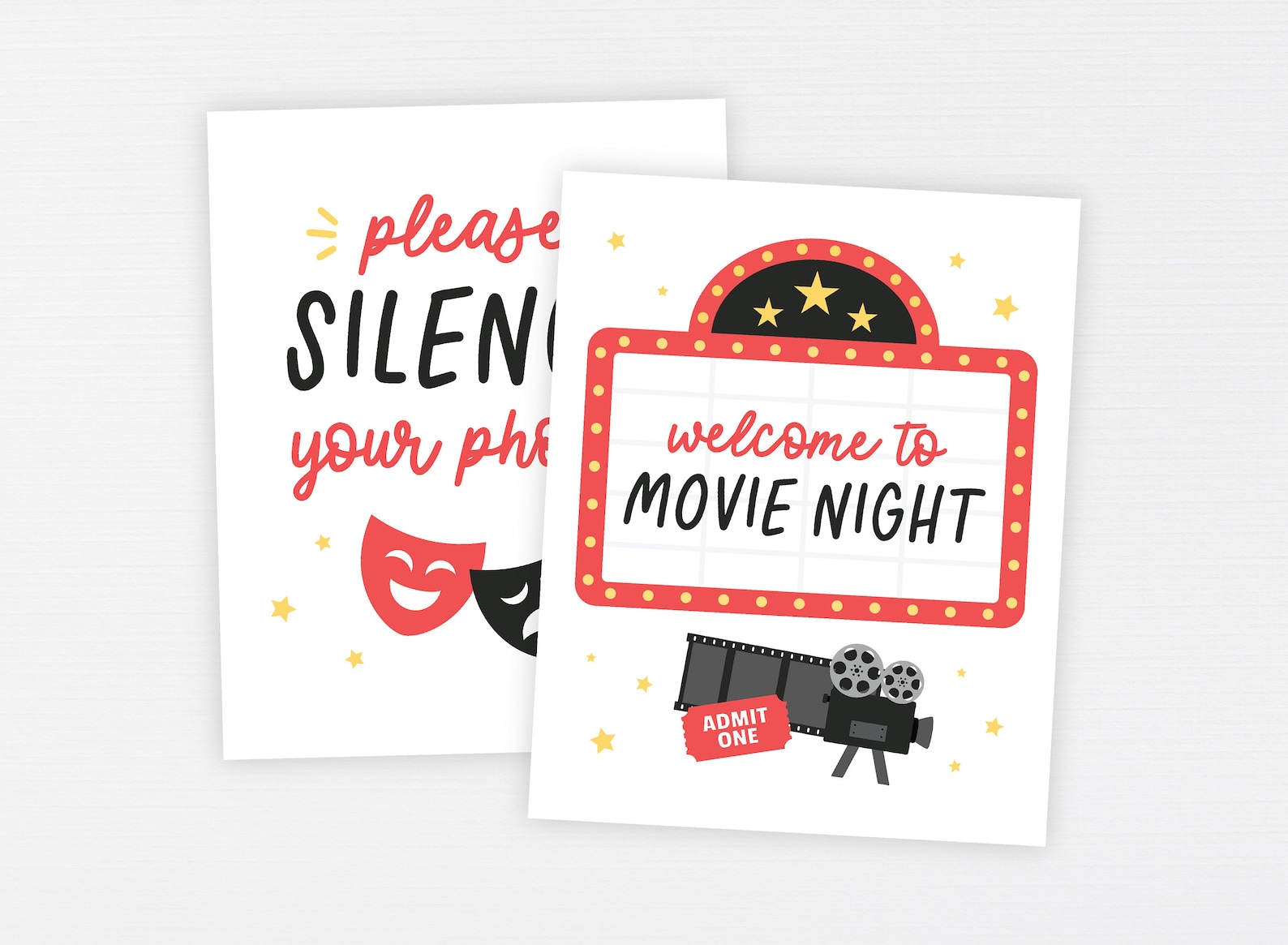 Movie Night Party Signs Movie Printable Party Decorations Drive ...