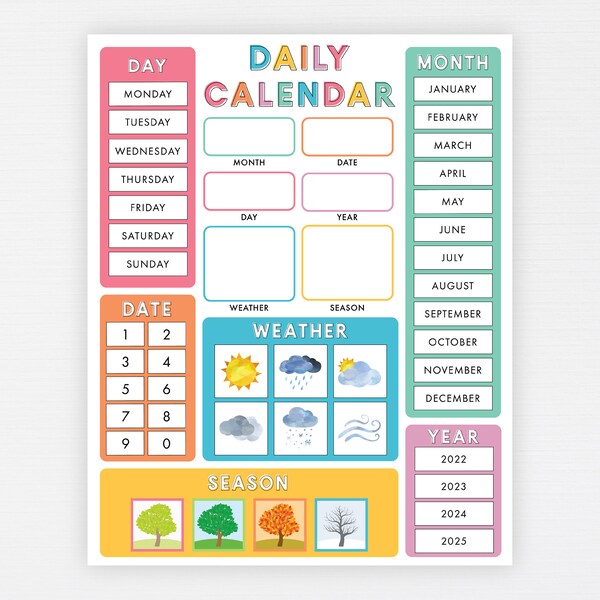 Montessori Calendar - Etsy