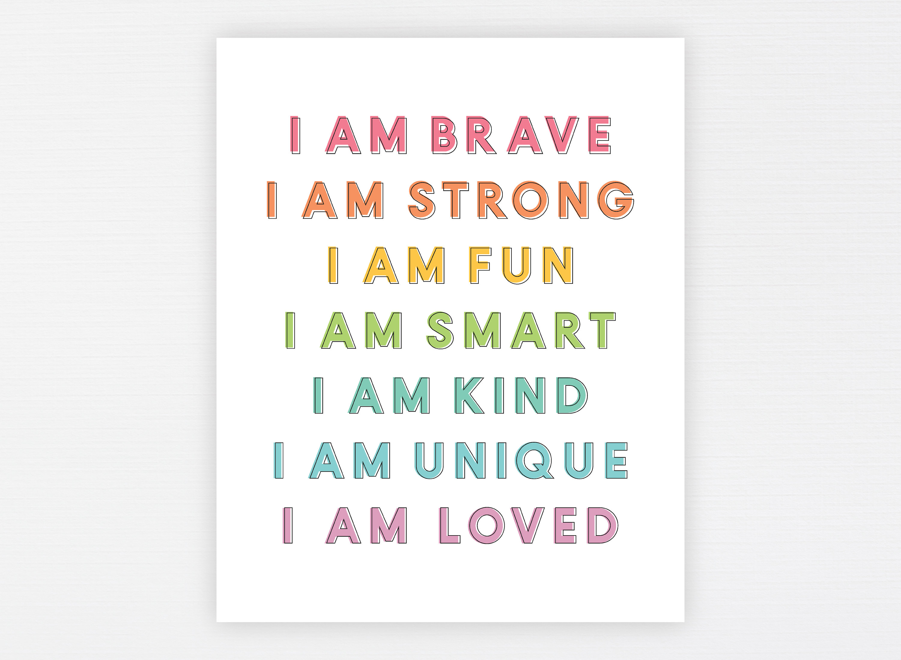 I Am Brave Strong Smart Affirmation Kids Printable Fun Kind - Etsy