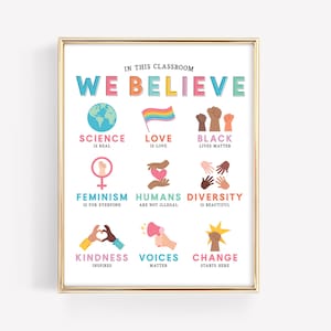 In This Classroom We Believe Art Print · Diversity Education Kindness ...