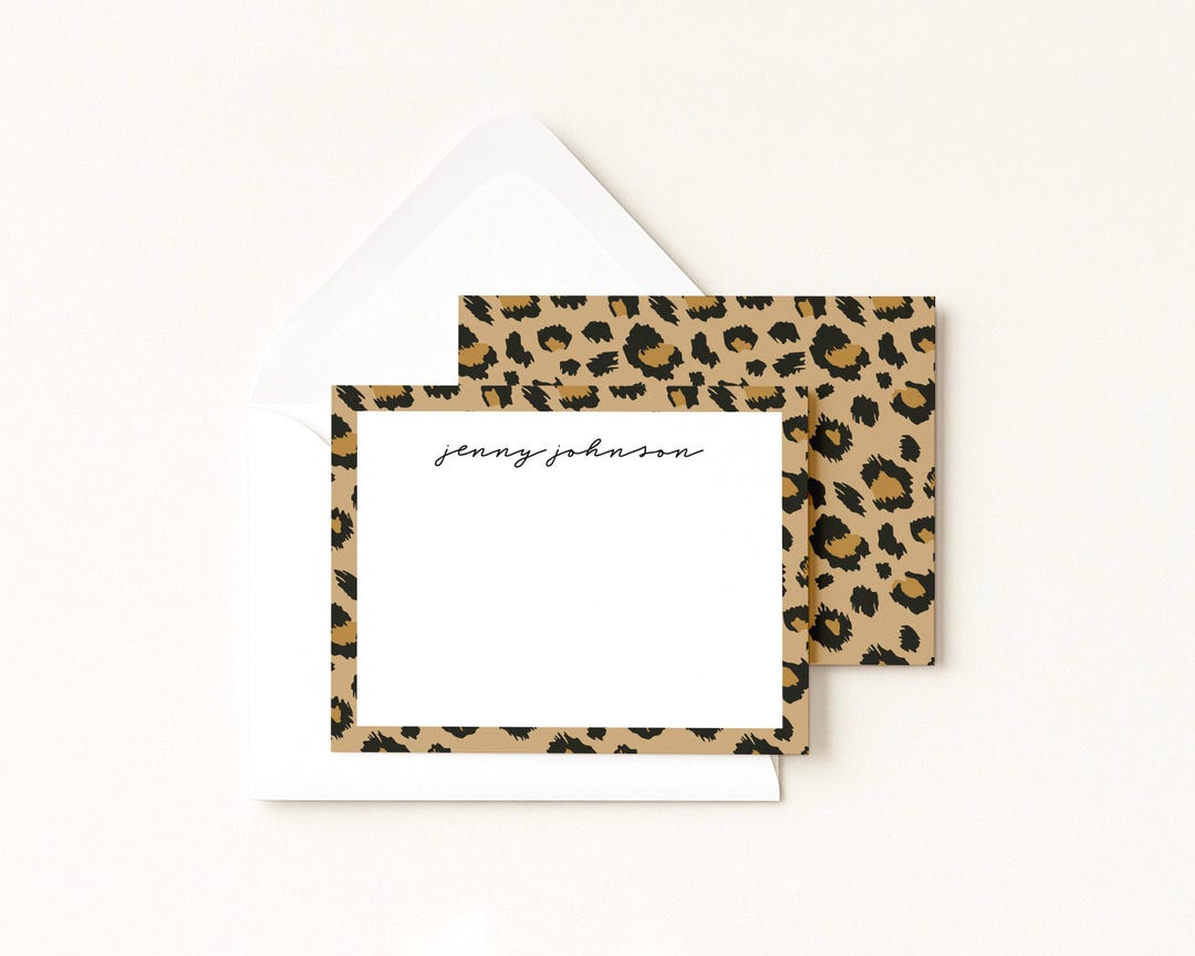 Leopard Print Stationery Set · Monogrammed Gift · Custom Notecards Gift ...