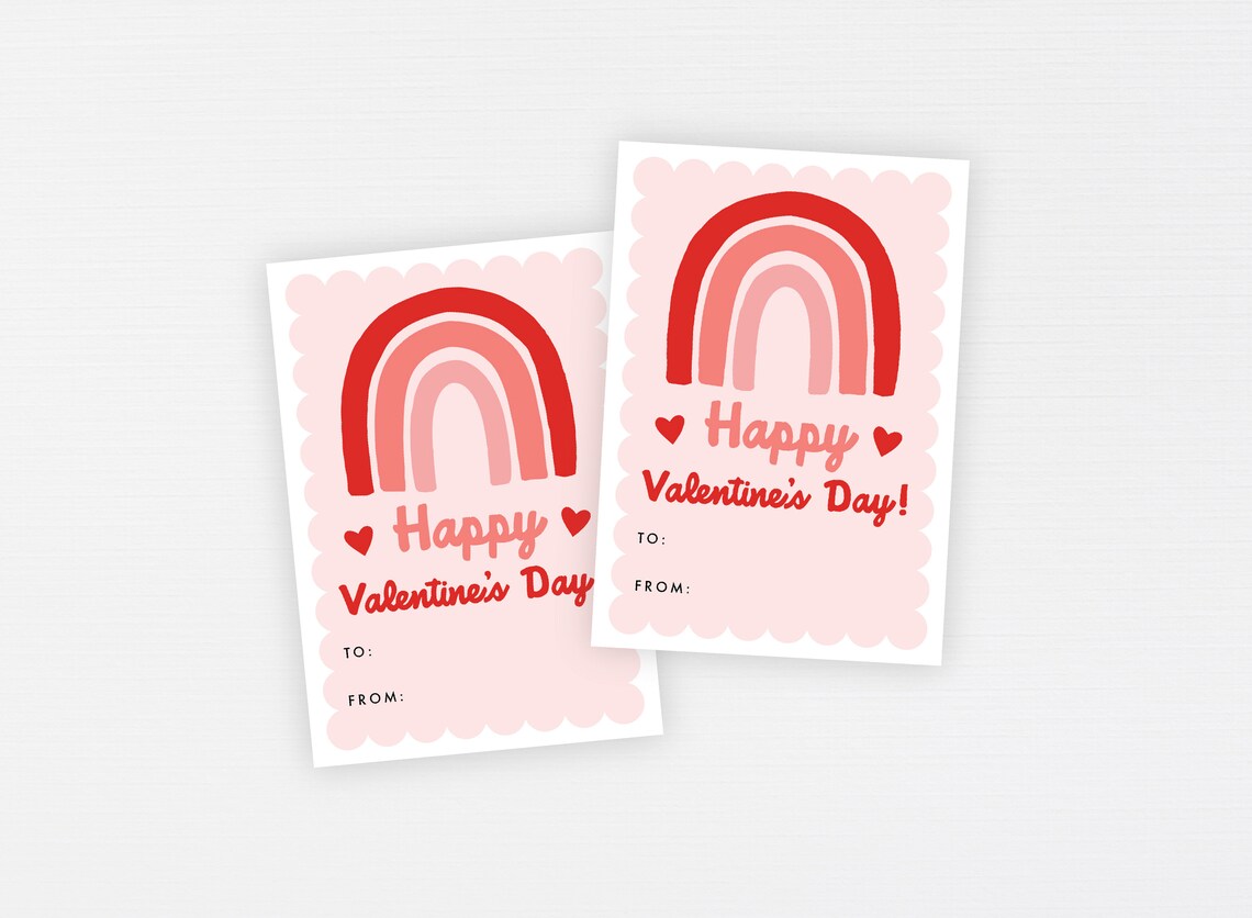 Rainbow Kids Valentine Tags Printable Classroom Valentines | Etsy