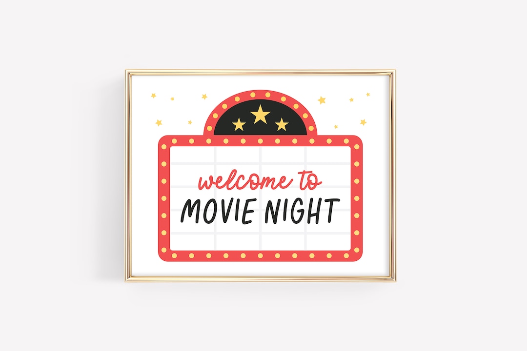 Movie Night Party Sign Print · Cinema Drive-in Printable · Kids Movie ...