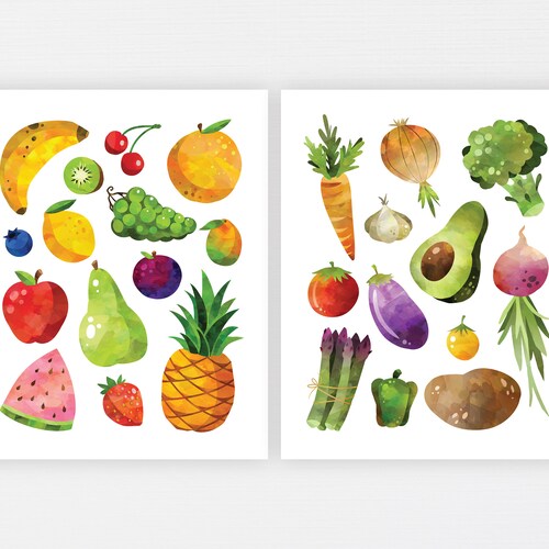 PRINTABLE Fruits and Vegetables Poster for Kids Set of 2 - Etsy