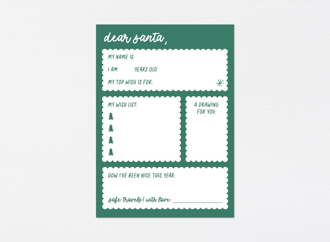 Letter to Santa · Kids Christmas Wish List · Kids Activity · Fill in ...