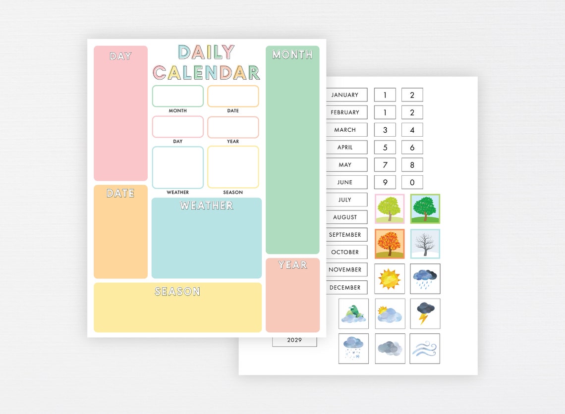 Child Calendar Printable Montessori Preschool Classroom | Etsy