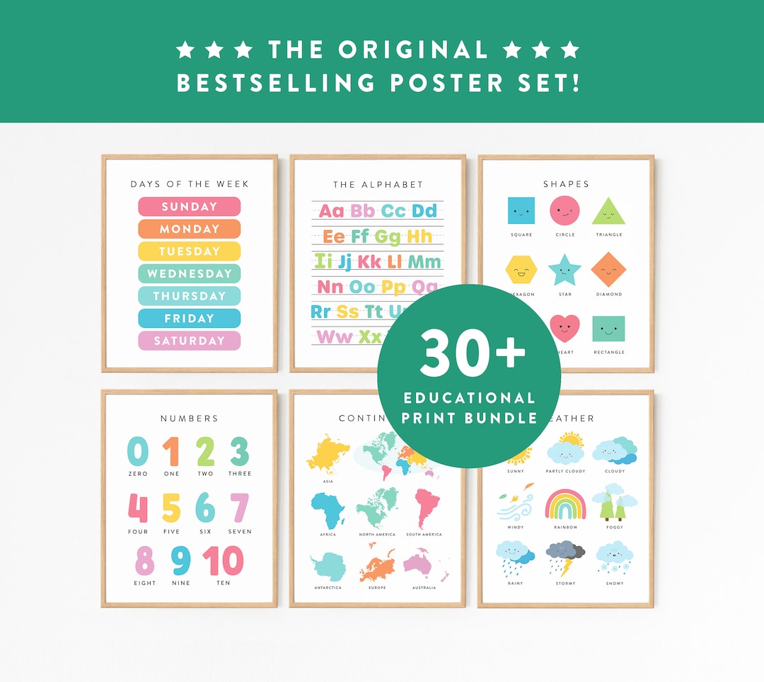 Education Poster Set · Colorful Learning Art Prints · Homeschool ...