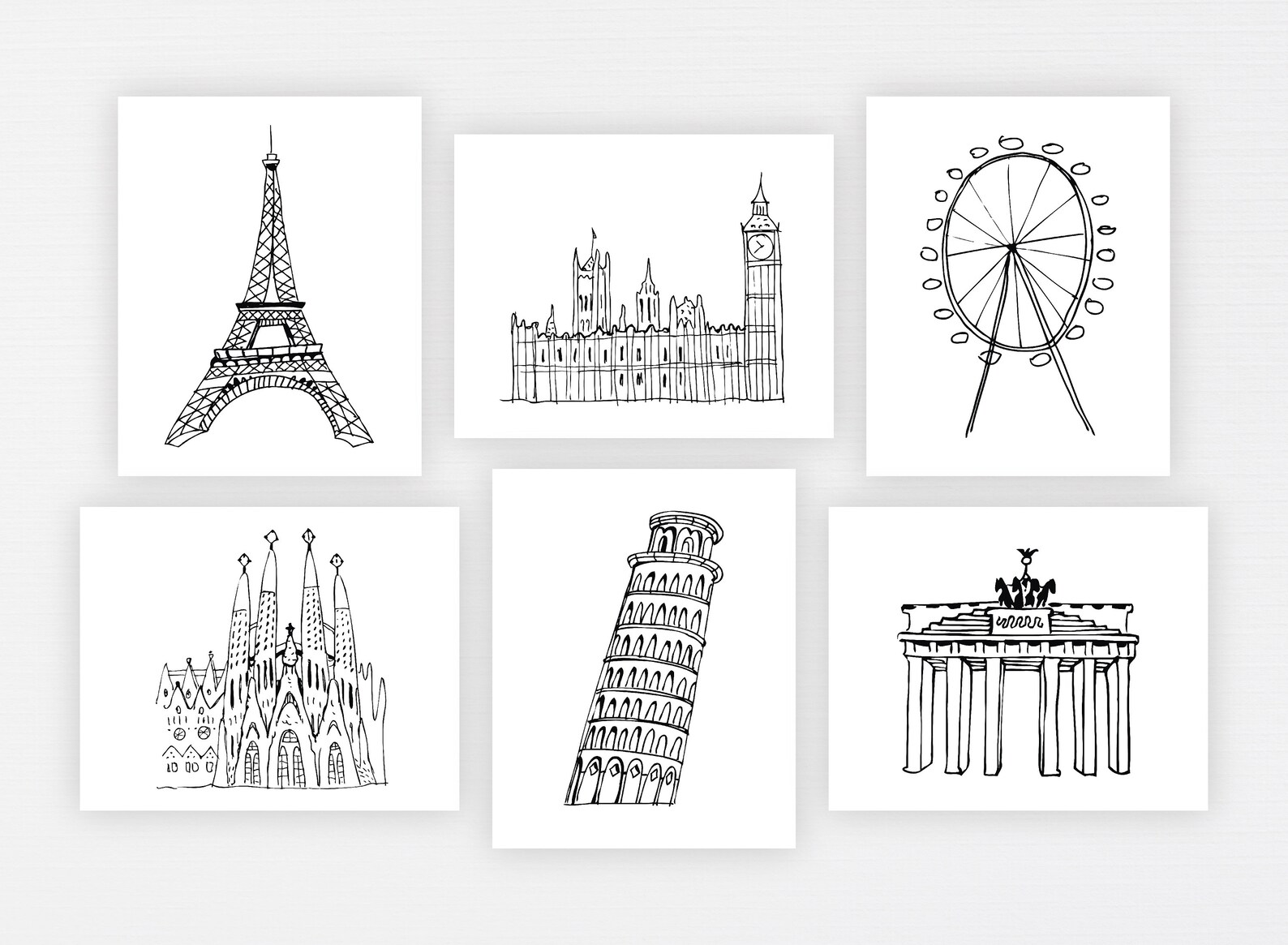 European Landmarks Set of 6 Printable Travel Collage - Etsy