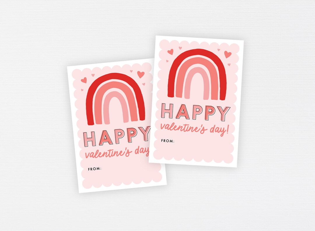 Rainbow Kids Valentine Tags Printable Classroom Valentines Happy ...