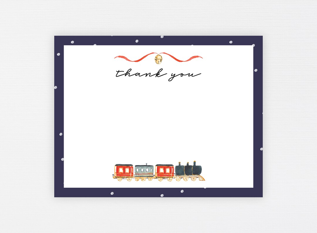 Christmas Train Thank You Card Polar Train Party Stationery Cards Kids ...