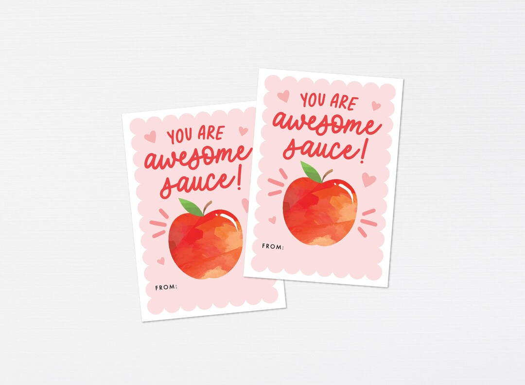 Apple Kids Valentine Tags · You're Awesome Sauce Printable Classroom ...