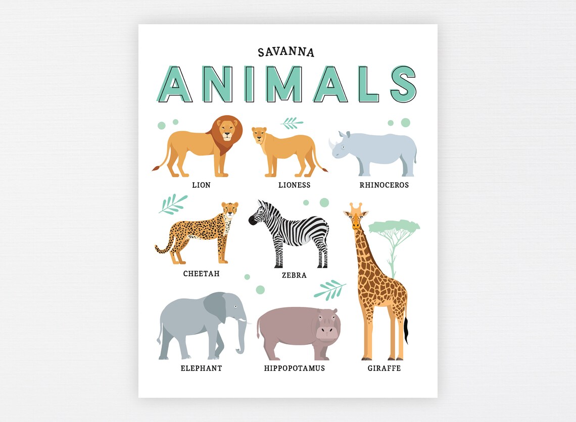 African Safari Animals Education Printable Savanna - Etsy