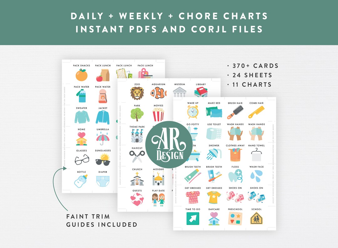 Daily Visual Routine Charts Cards Weekly Daily Chore Bundle Routine ...