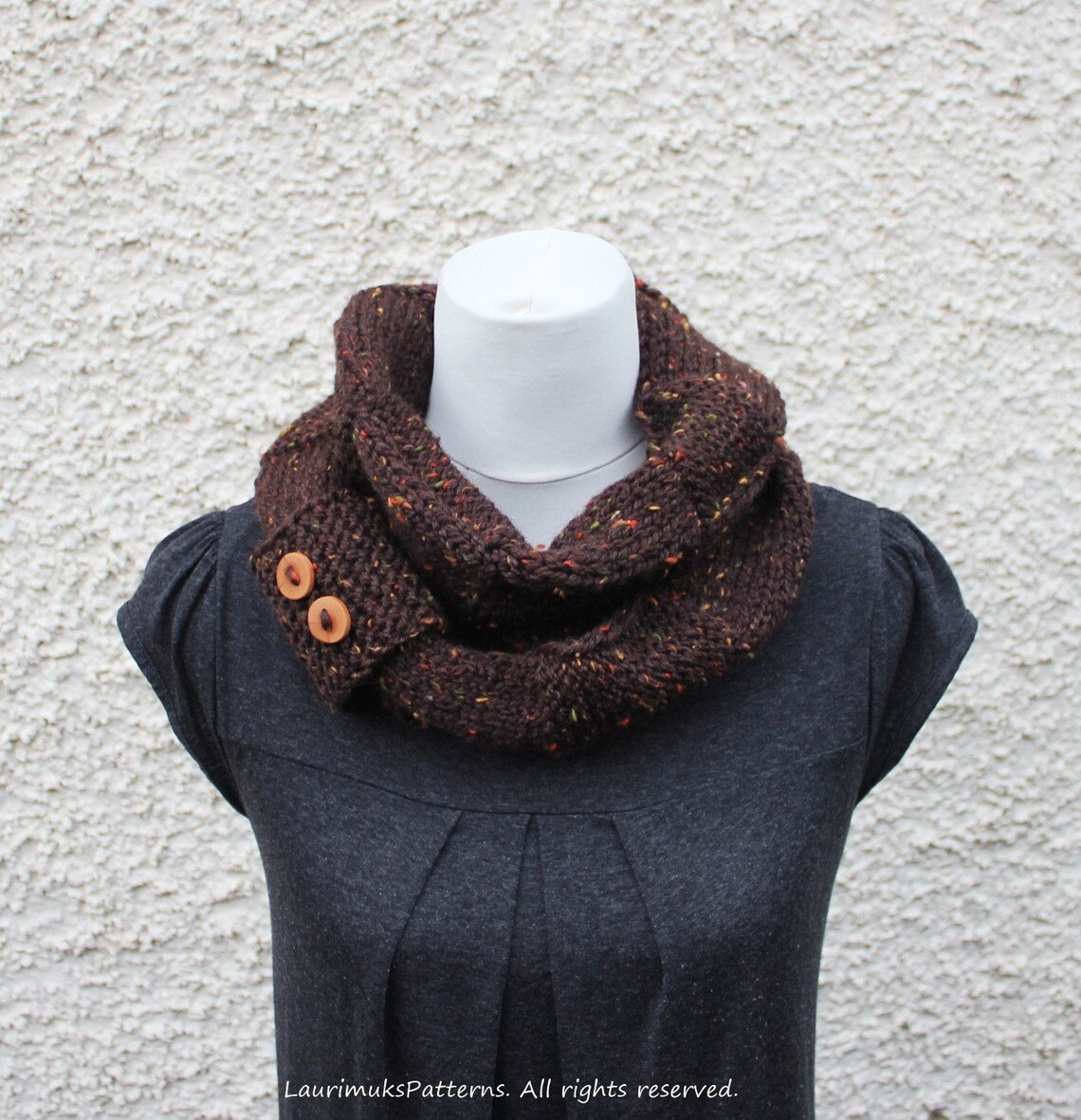 Amelia Tweed Scarf Knitting Pattern – Basket Weave Button Cuff (PDF ...