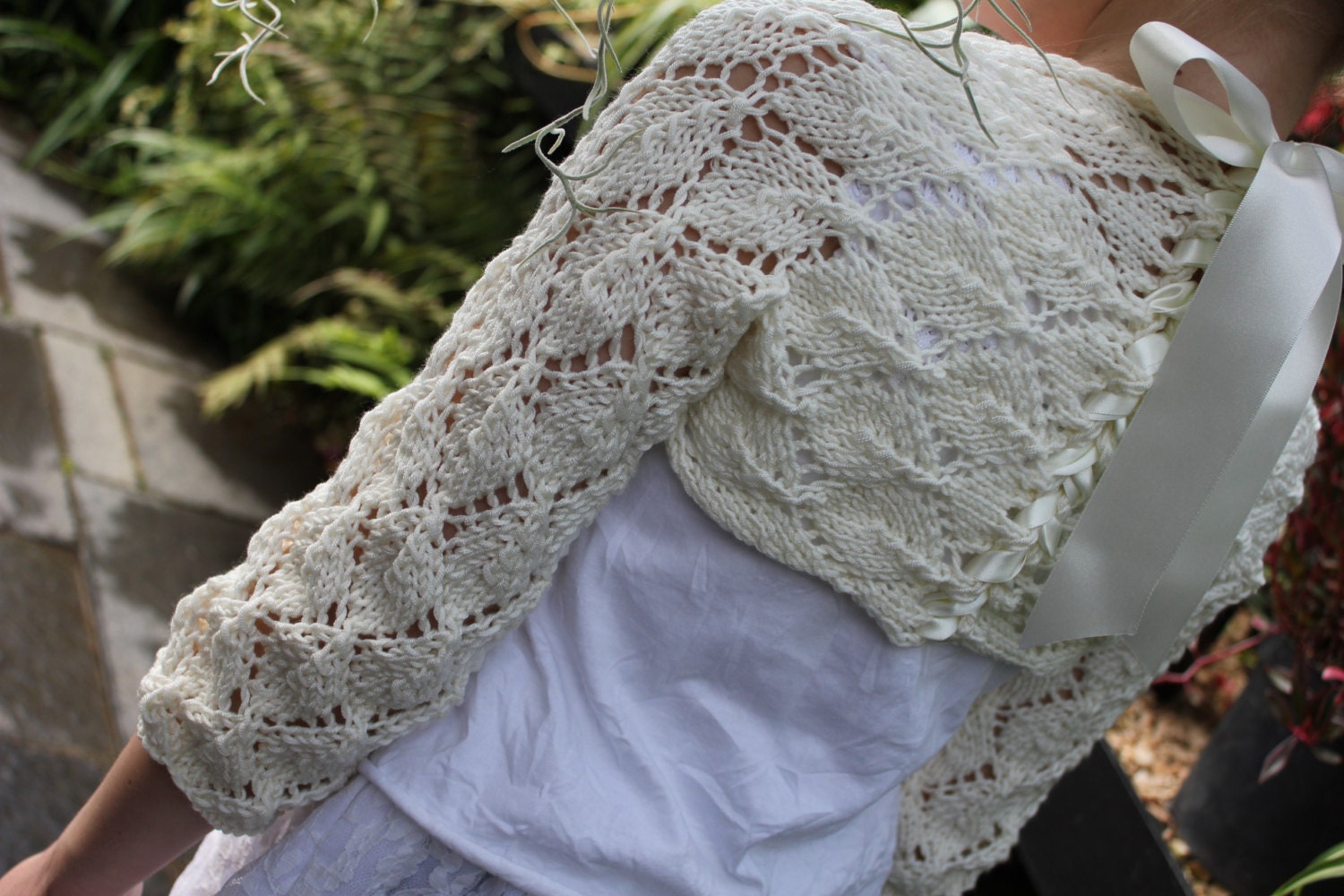 Knitting Pattern - Girls Lace Shrug With Ribbon 1 - 12years - Listing62 ...