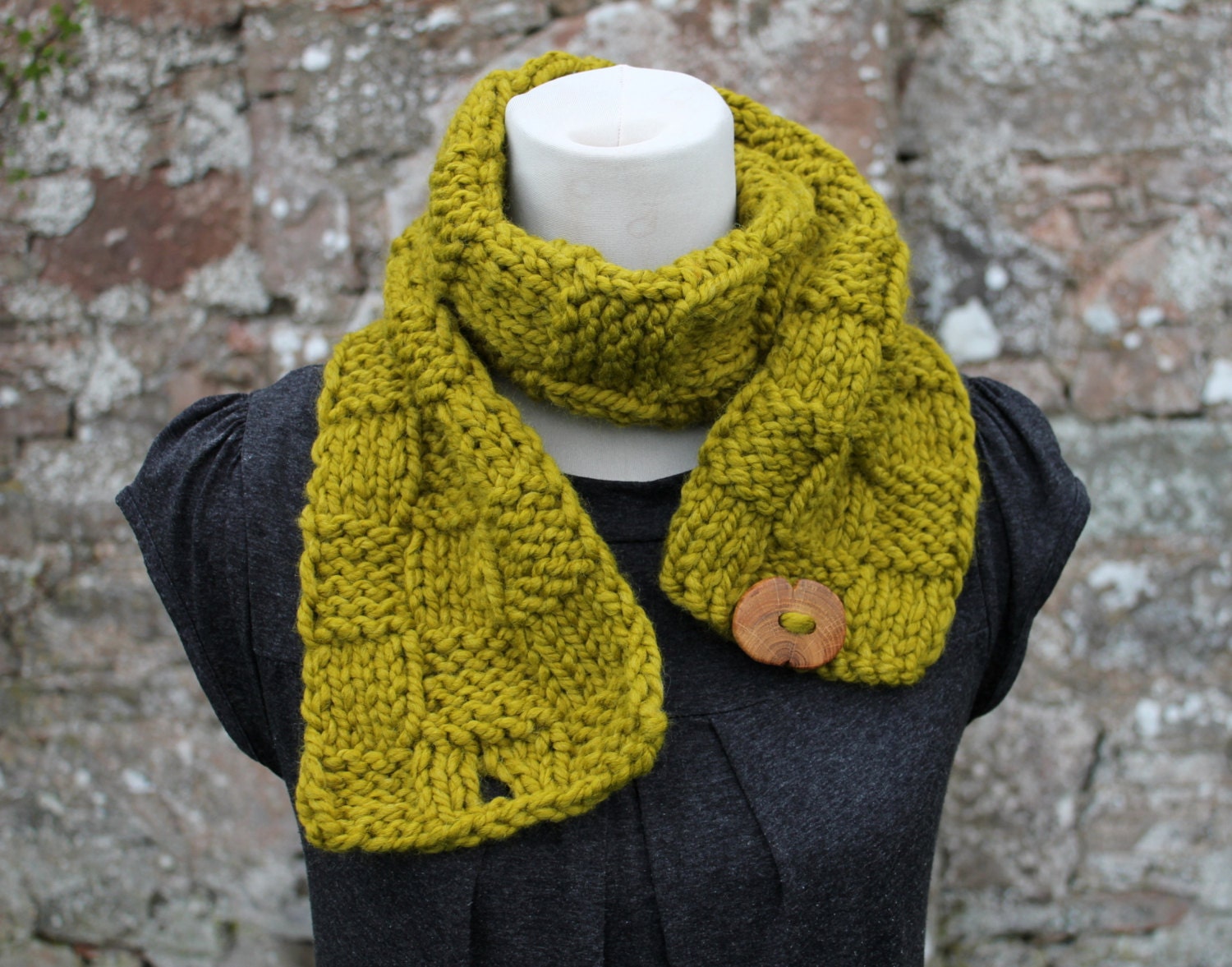 Knitting Patterns for Women, Scarf Pattern, Lemongrass Button Scarf ...