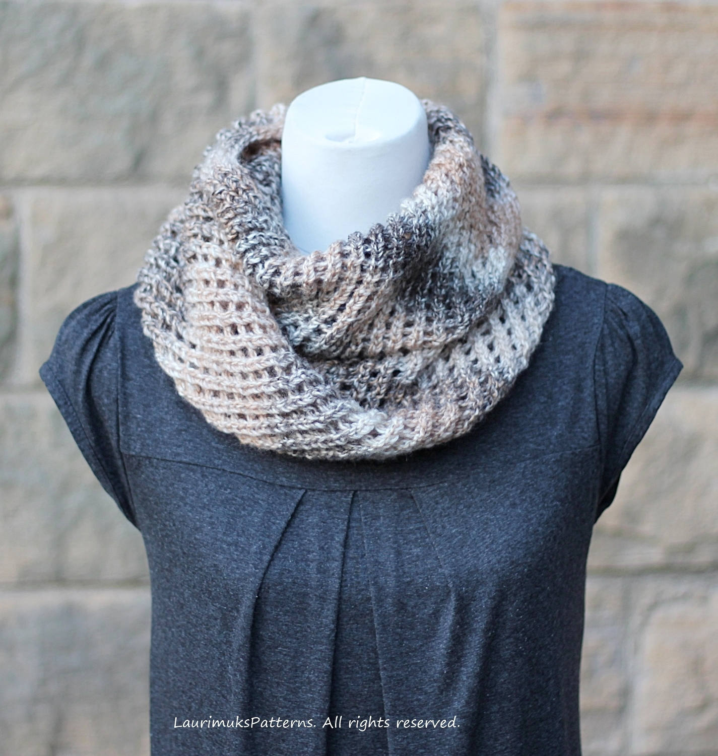 KNITTING PATTERN for Women, Scarf Pattern - Coffee Ripple Lace Infinity ...