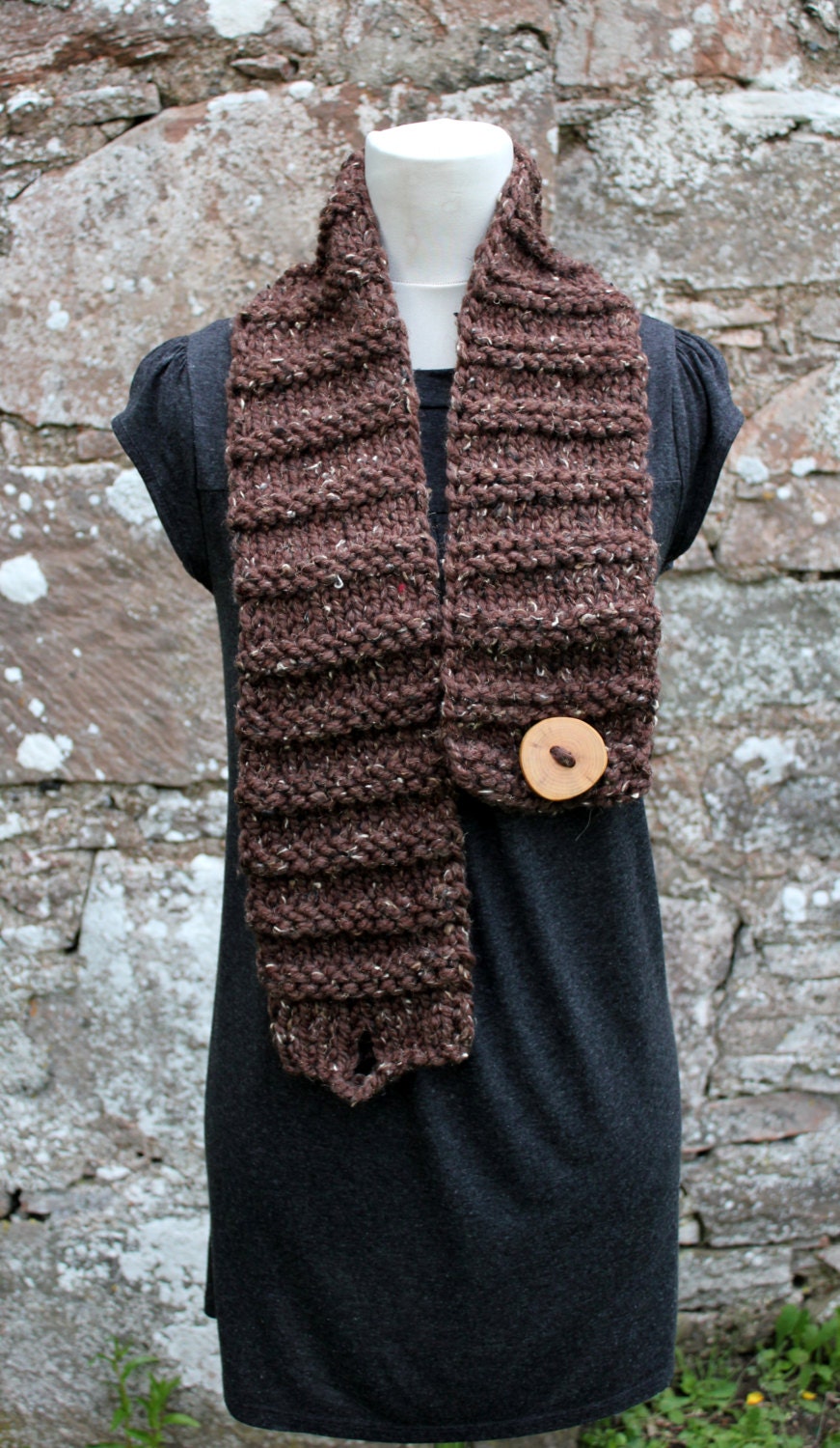 KNITTING PATTERN Rustic Brown Button Scarf Listing102 - Etsy