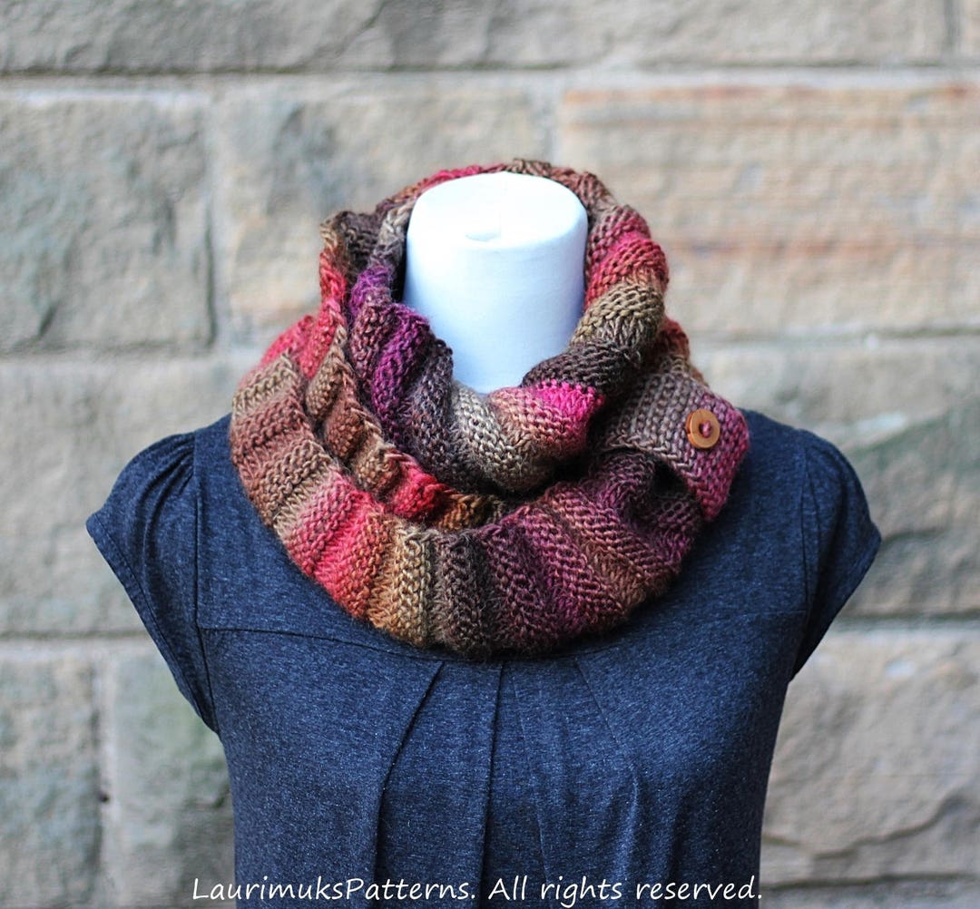 KNITTING PATTERN - Walnut Infinity Loop Scarf, Womens Scarf Pattern ...
