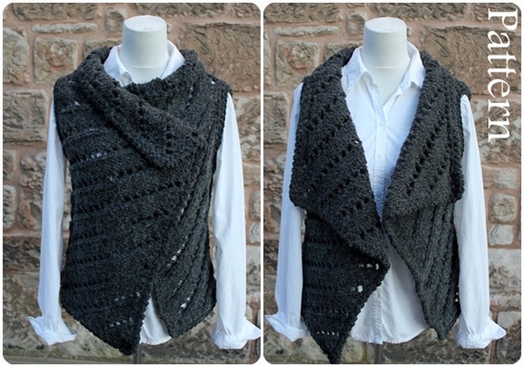 Knitting Pattern-jet Wrap, Sleeveless Jacket Pattern, Cardigan ...