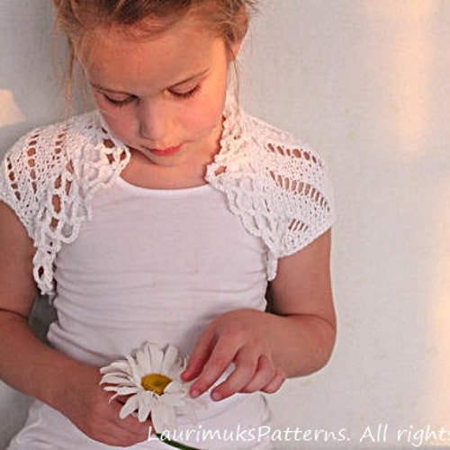 Knitting Pattern for Girls White Princess Lace Shrug Bolero - Etsy