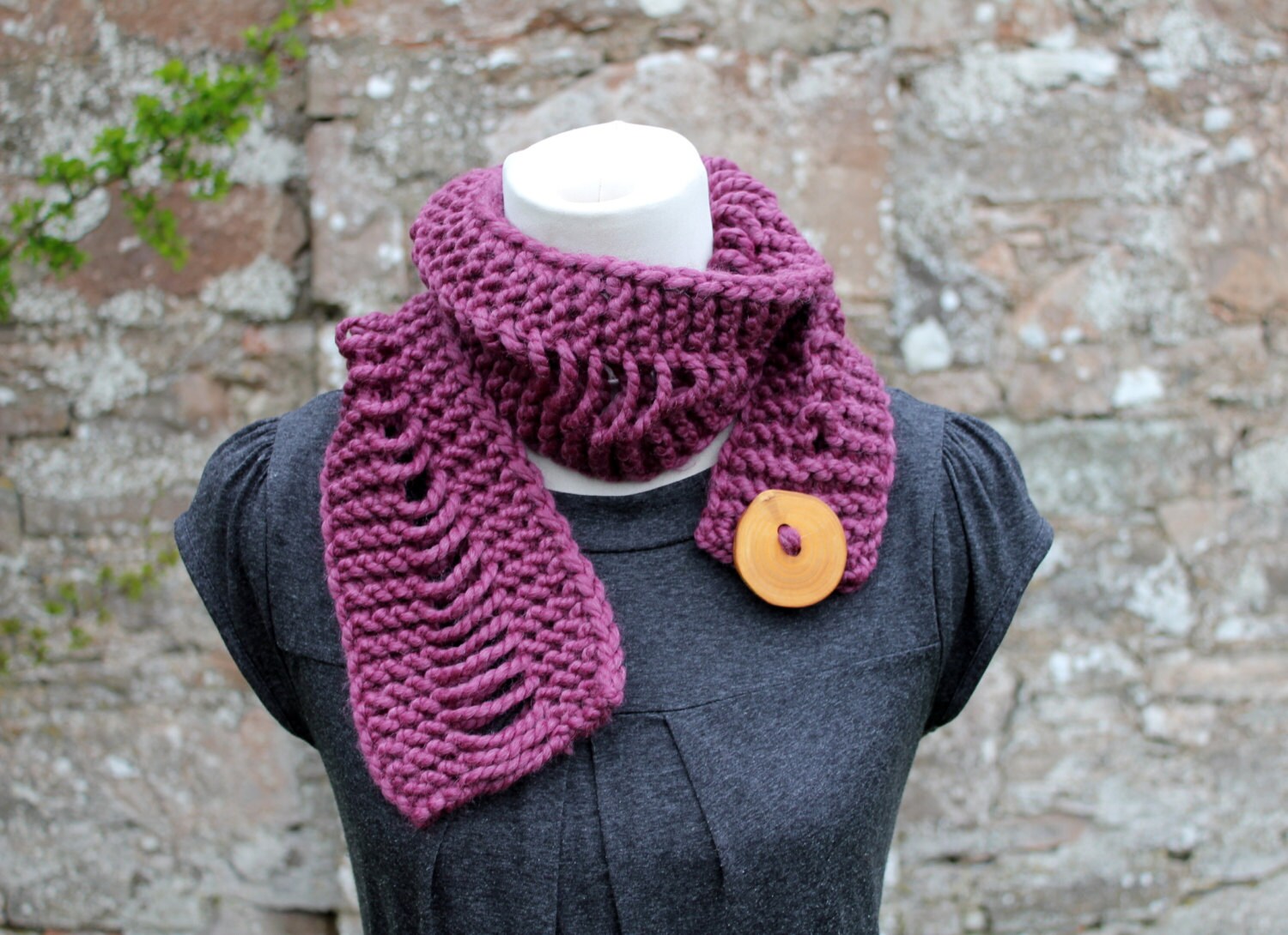 KNITTING PATTERNS for Women, Scarf Pattern Fig Skinny Button Scarf ...