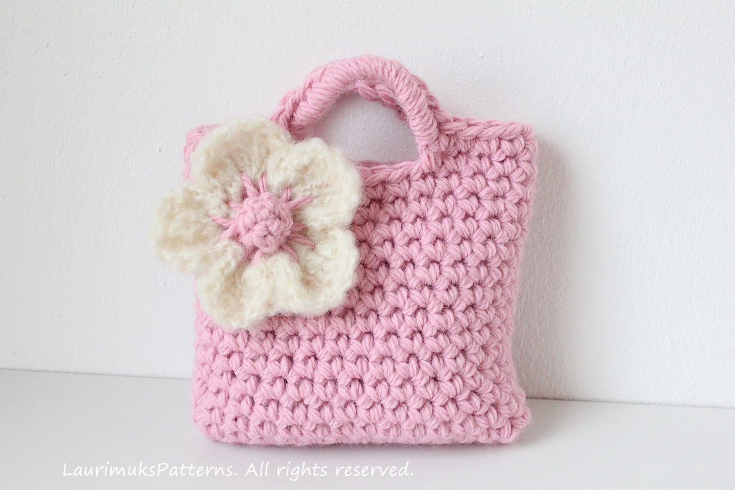 CROCHET PATTERN Little Girls Pink Purse With Large Statement Flower ...
