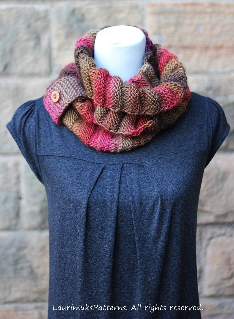 KNITTING PATTERN - Walnut Infinity Loop Scarf, Womens Scarf Pattern ...