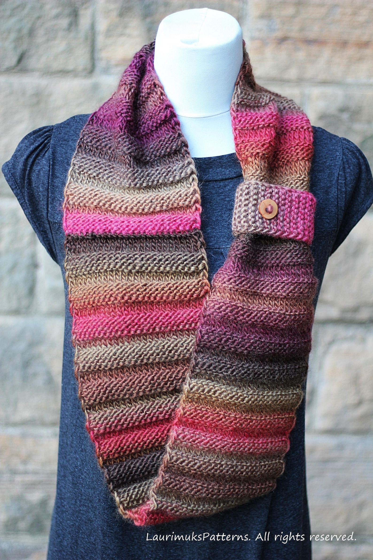 KNITTING PATTERN - Walnut Infinity Loop Scarf, Womens Scarf Pattern ...