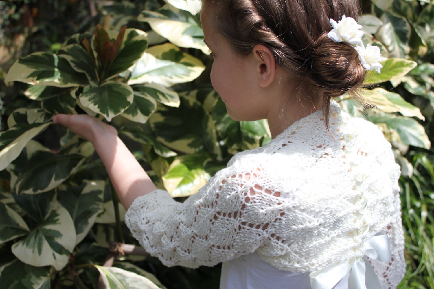 Knitting Pattern - Girls Lace Shrug With Ribbon 1 - 12years - Listing62 ...